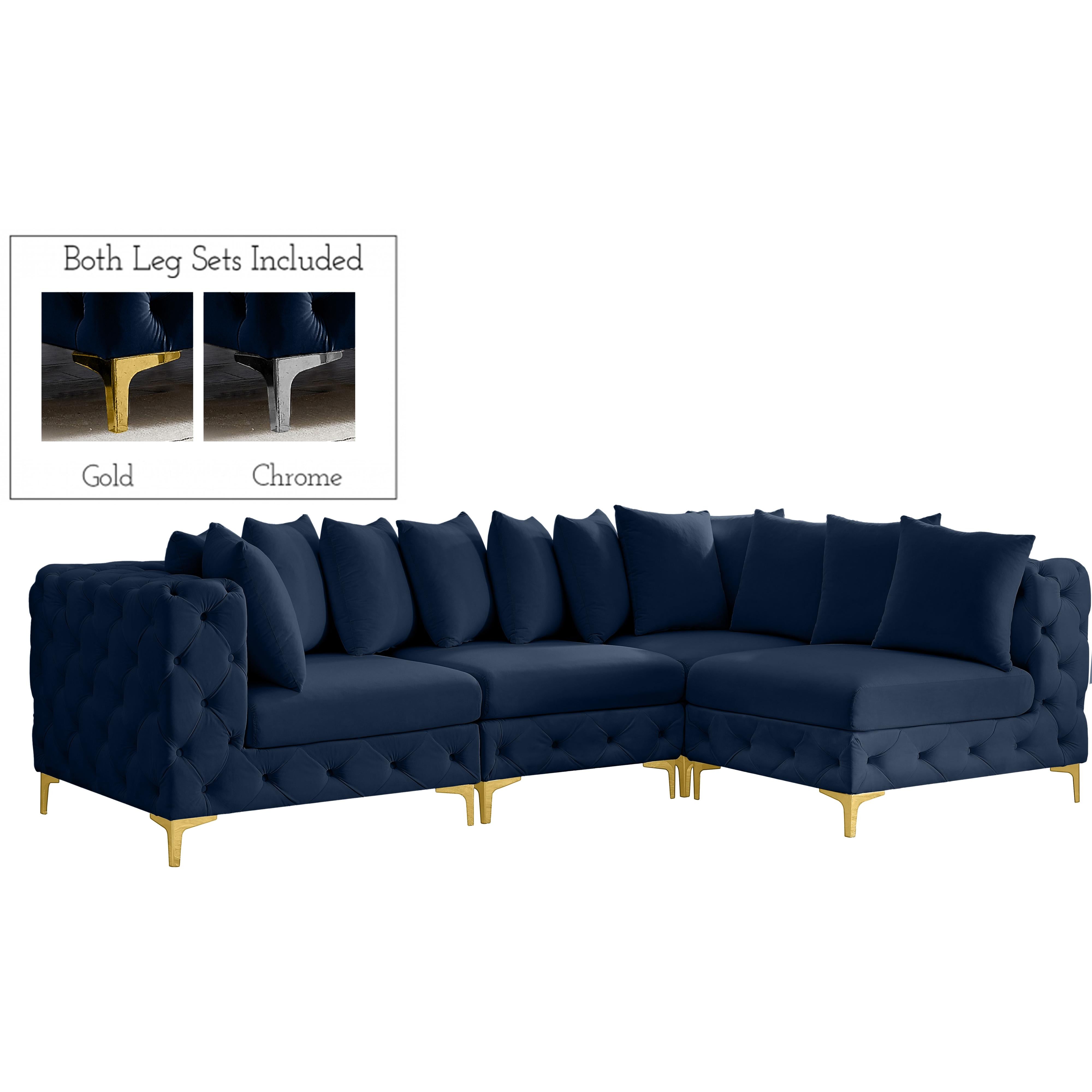 Meridian Tremblay Navy Velvet Modular Sectional