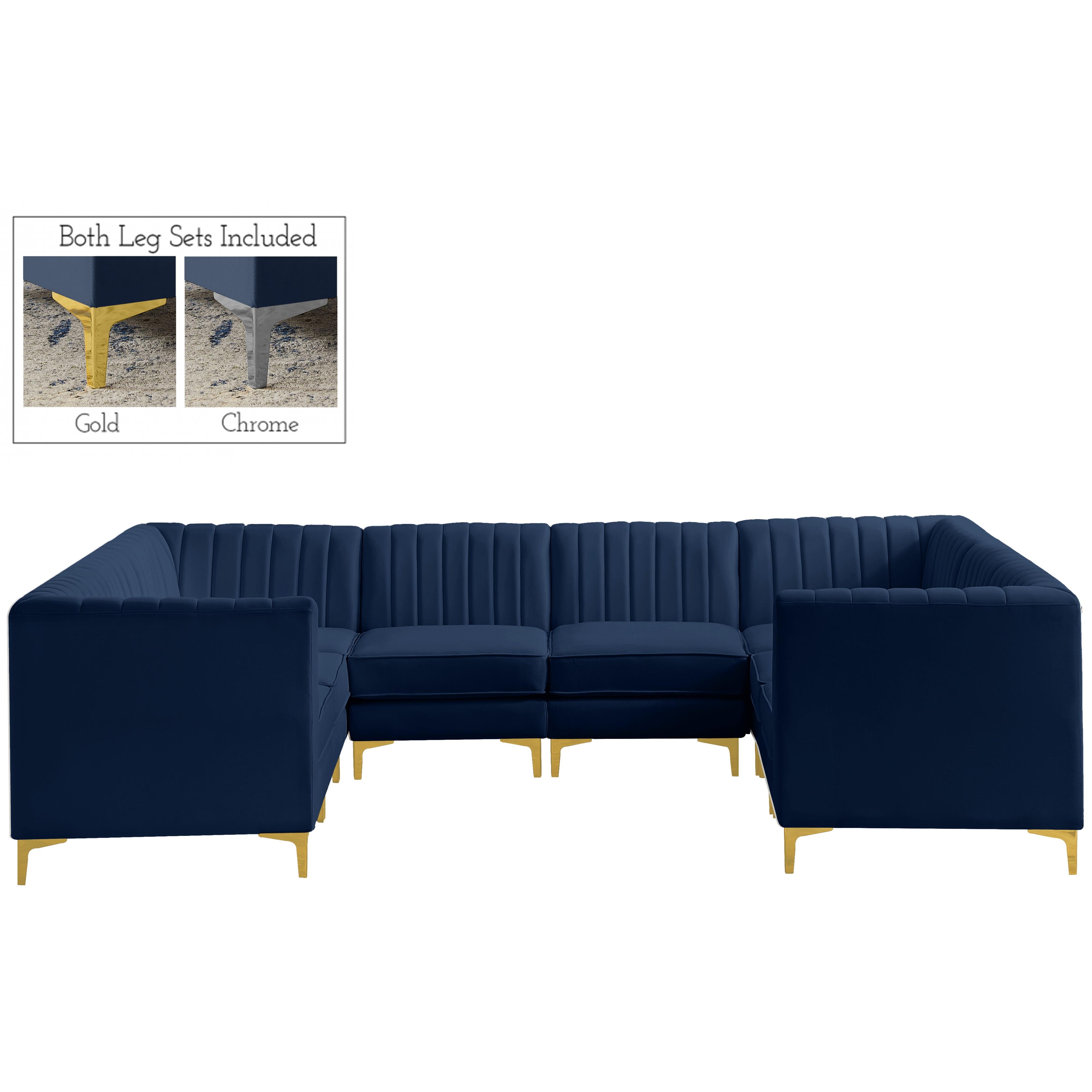 Meridian Alina Navy Velvet Modular Sectional