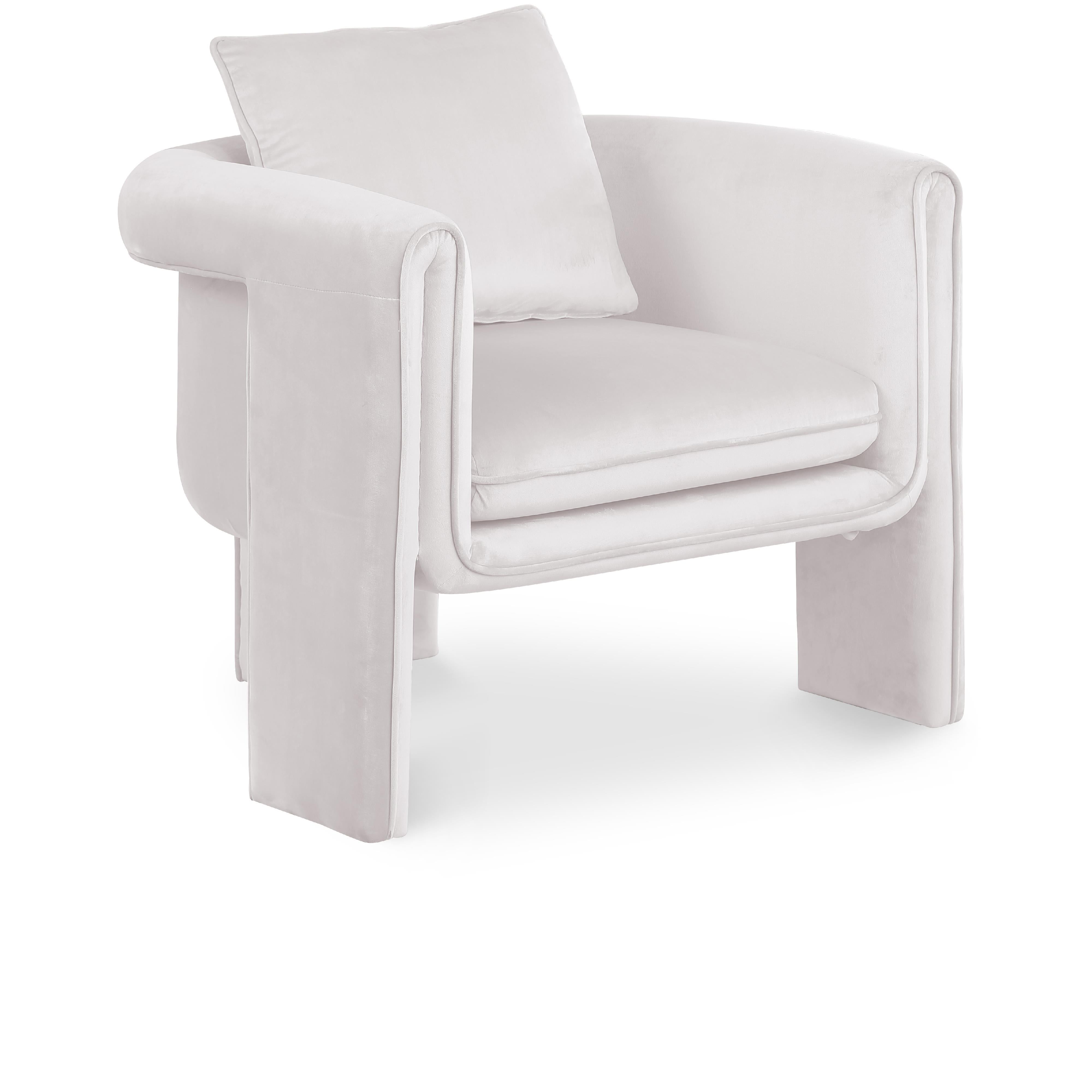 Meridian Sloan Cream Velvet Upholstered Accent Chair