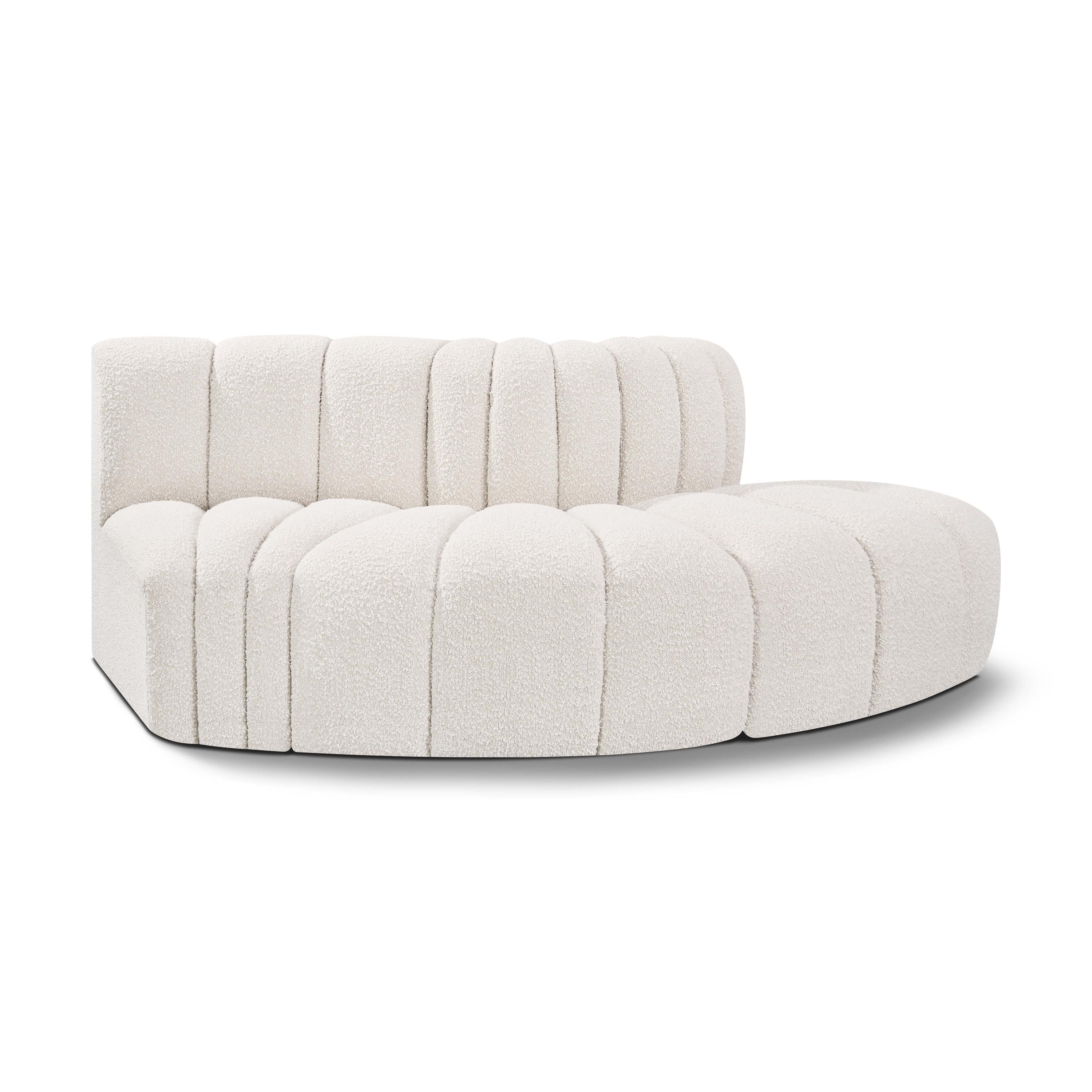 Meridian Arc Cream Boucle Fabric 3 pc Modular Sectional