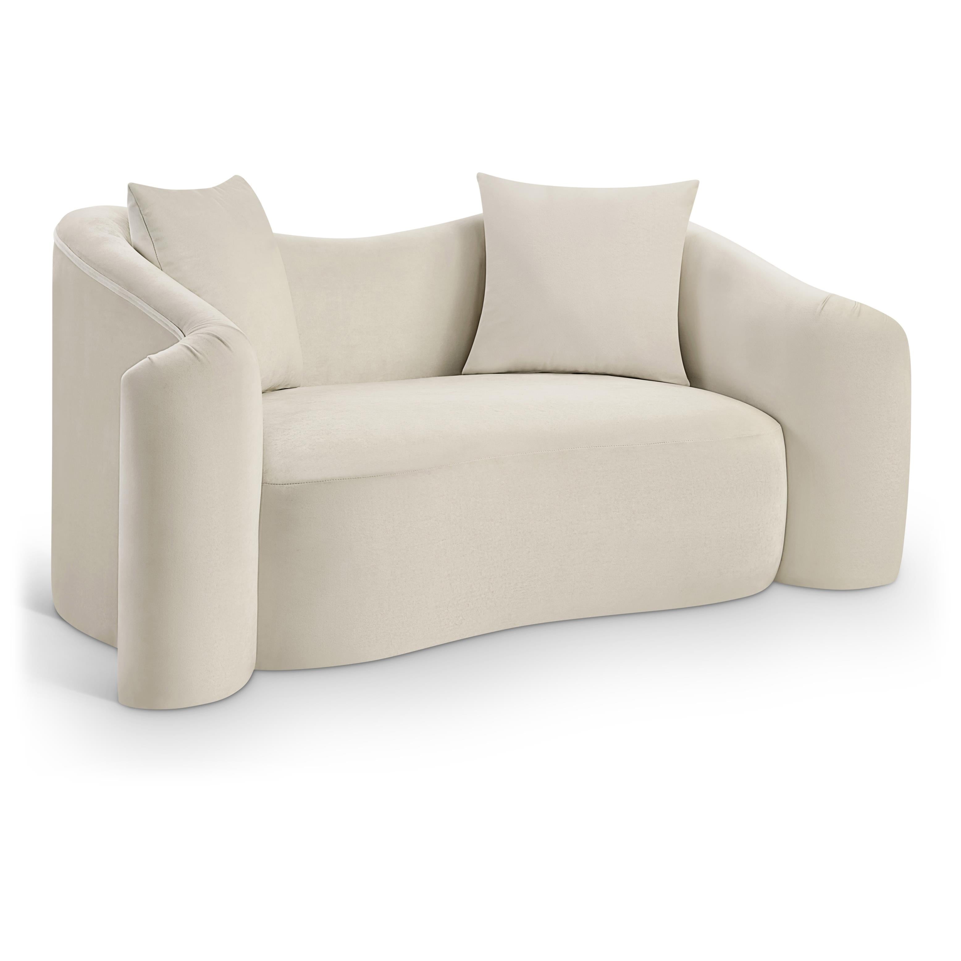 Meridian Destin Cream Velvet Loveseat