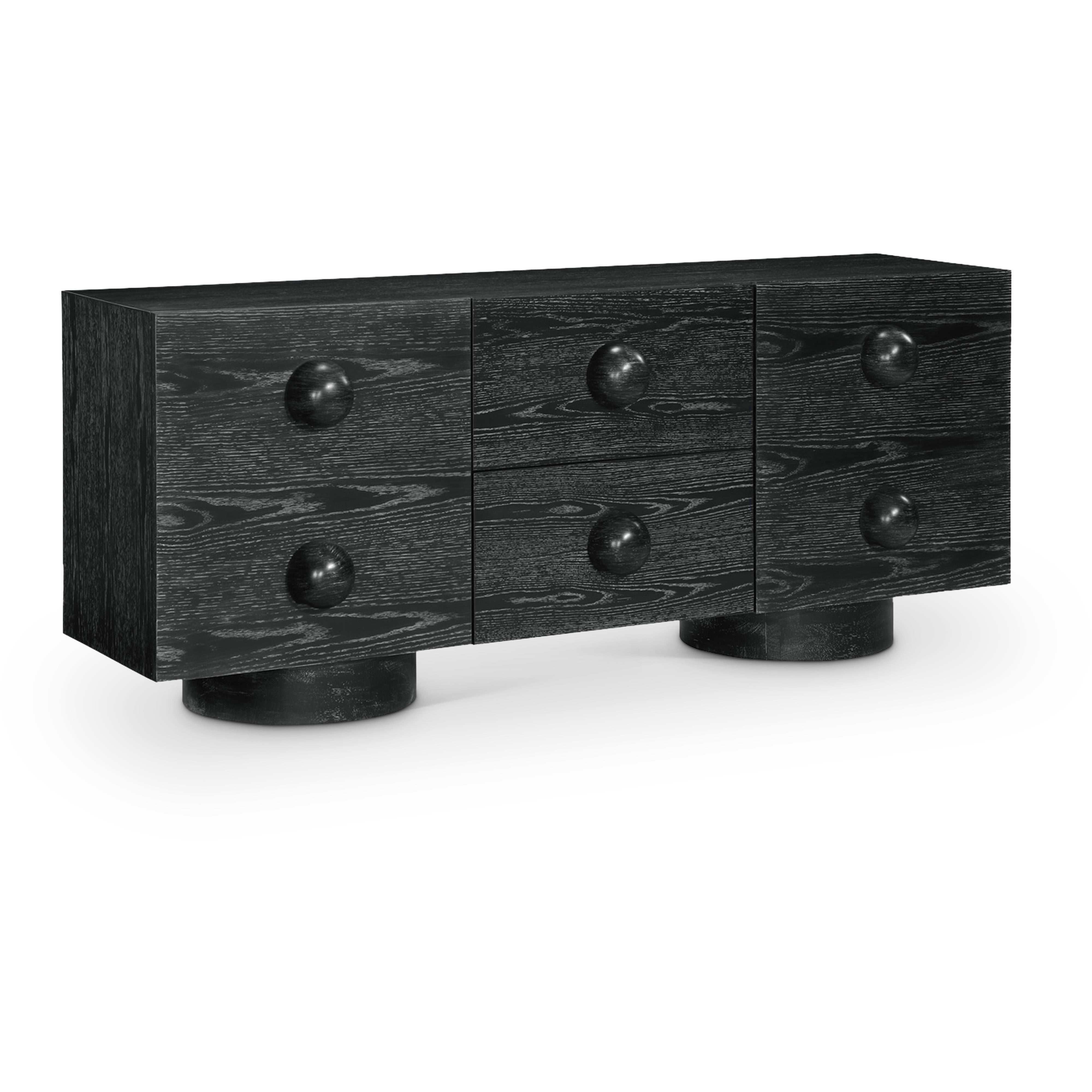 Meridian Bubble Black Rubberwood with Oak Veneer Sideboard/Buffet