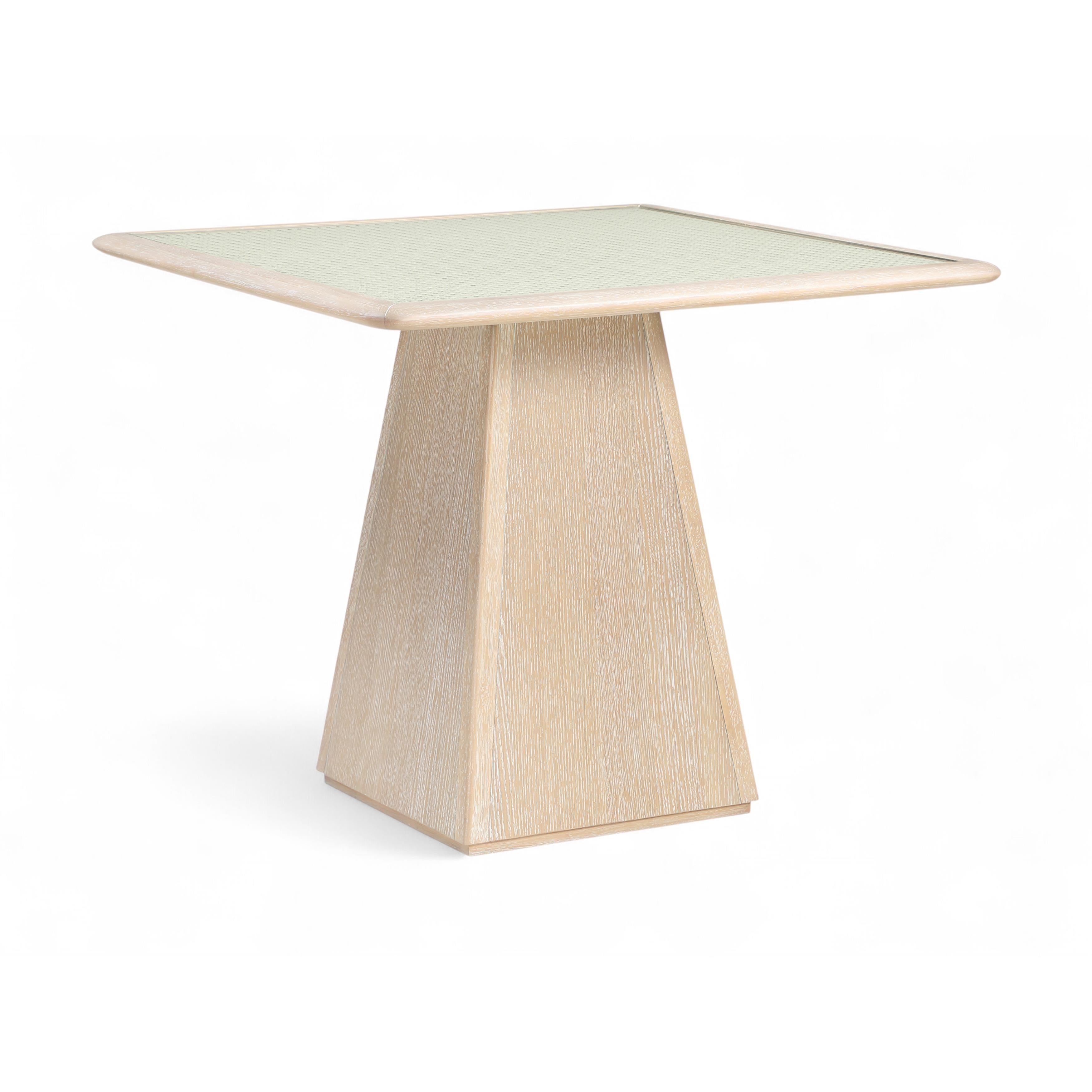 Meridian Atrium 36" Natural Glass Top And Wood Base Dining Table