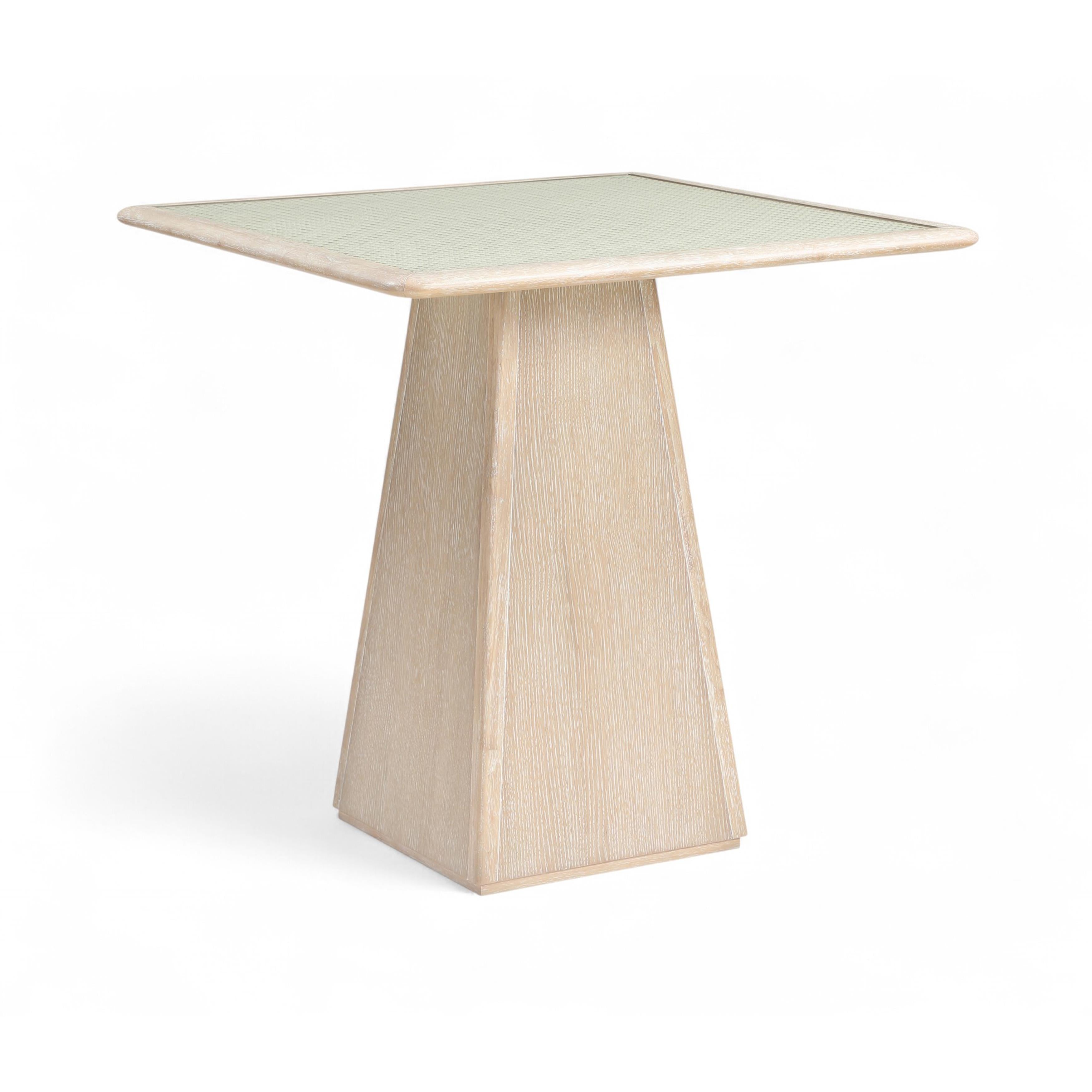 Meridian Atrium Natural Glass Top And Wood Base Counter Height Table