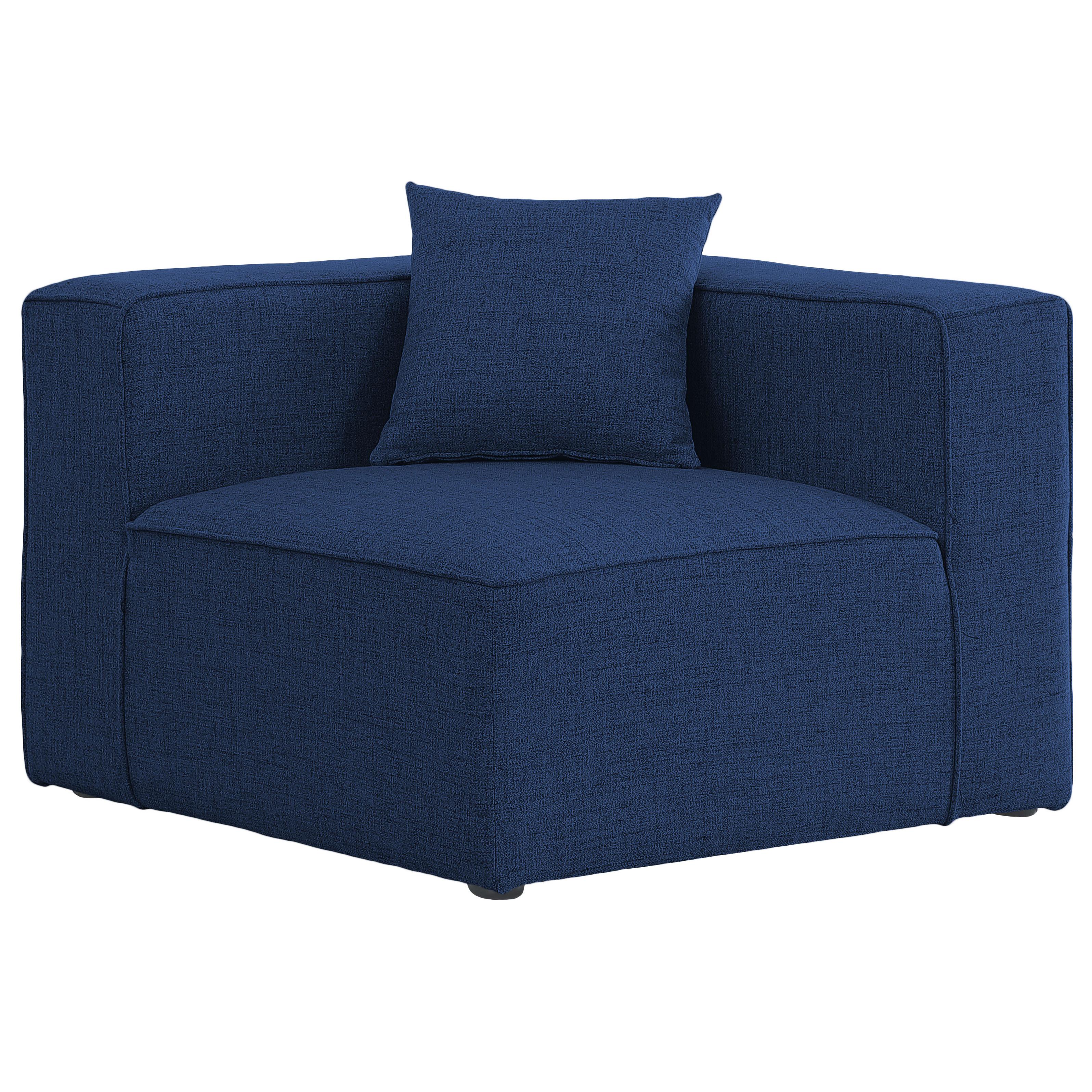 Meridian Cube Navy Durable Linen Textured Corner Chair